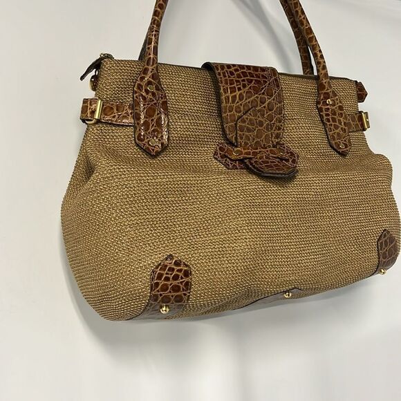 Eric Javits | Bags | Eric Javitstan And Tortoise Hobo Straw Tote Ftl251 ...